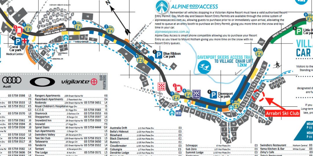 Arrabri Ski Club | Hotham Heights Address | Mt Hotham Location Map